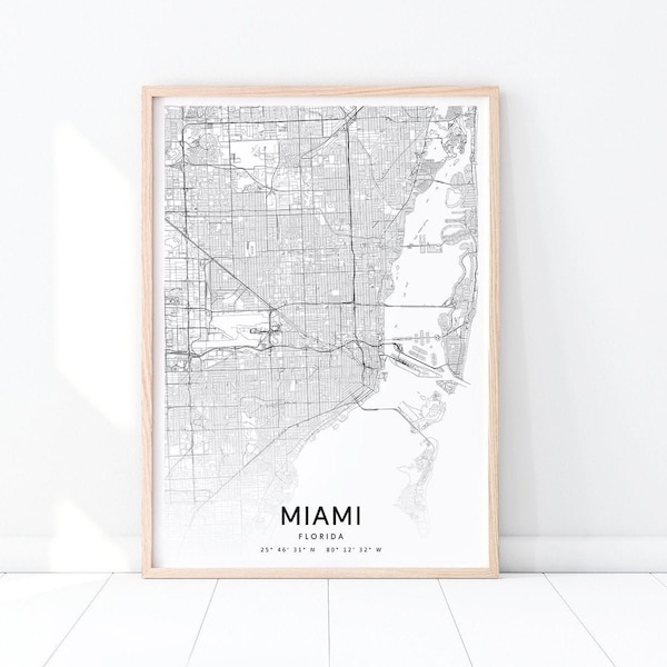 Miami Map Print - Etsy