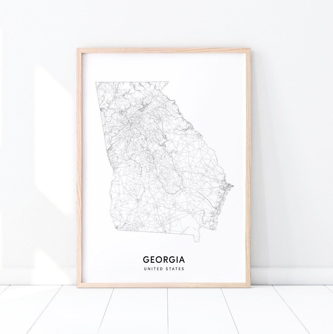 Georgia Map Print, State Road Map Print, Georgia GA USA United States ...