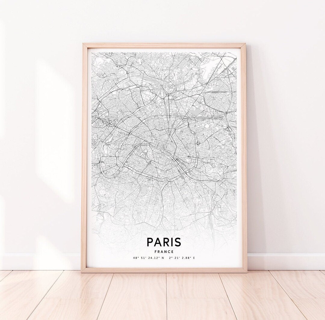 Paris Map Print, Paris Urban Map, Paris France Map Art Poster, City ...