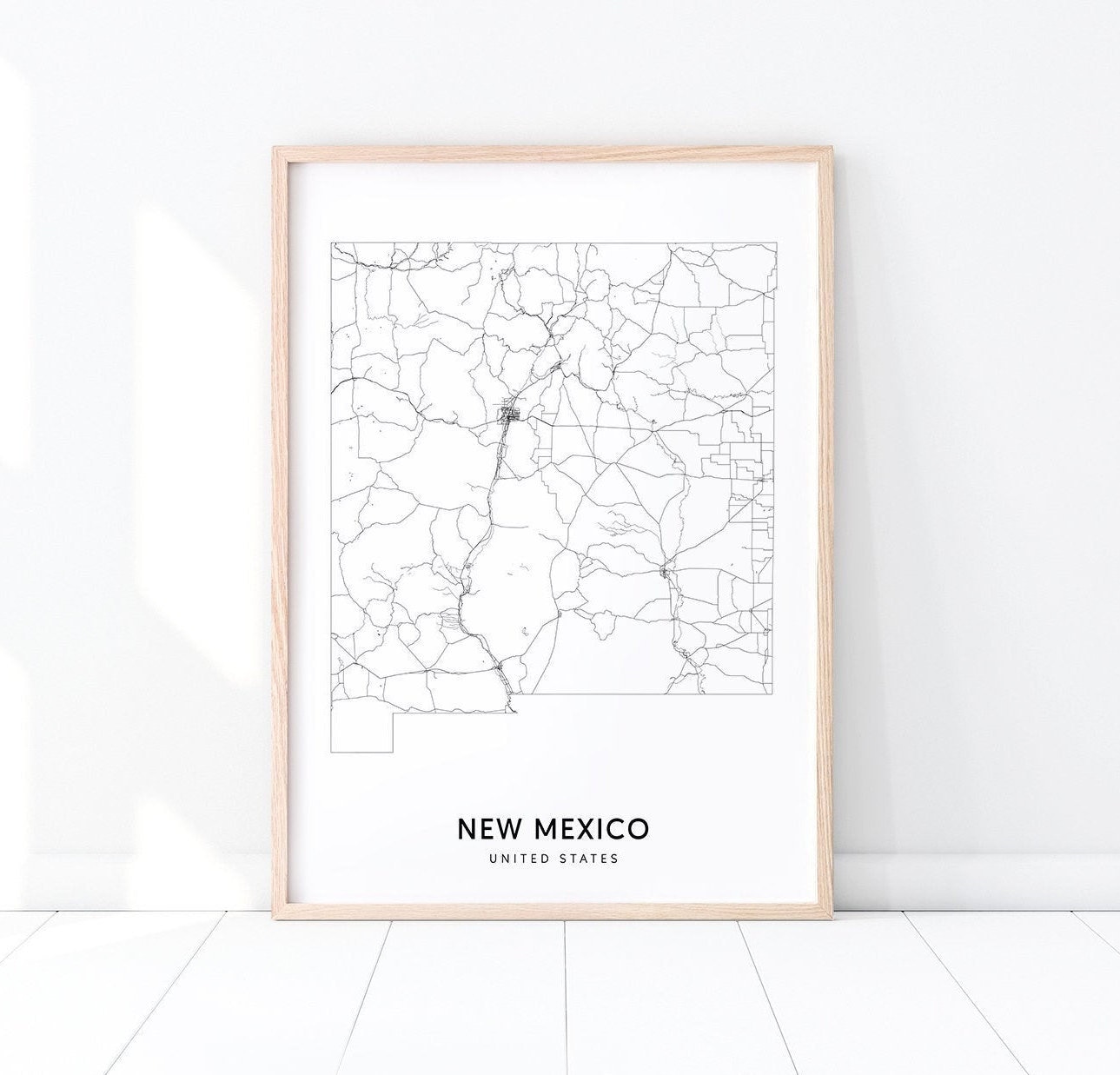 New Mexico Map Print State Road Map Art New Mexico NM USA | Etsy