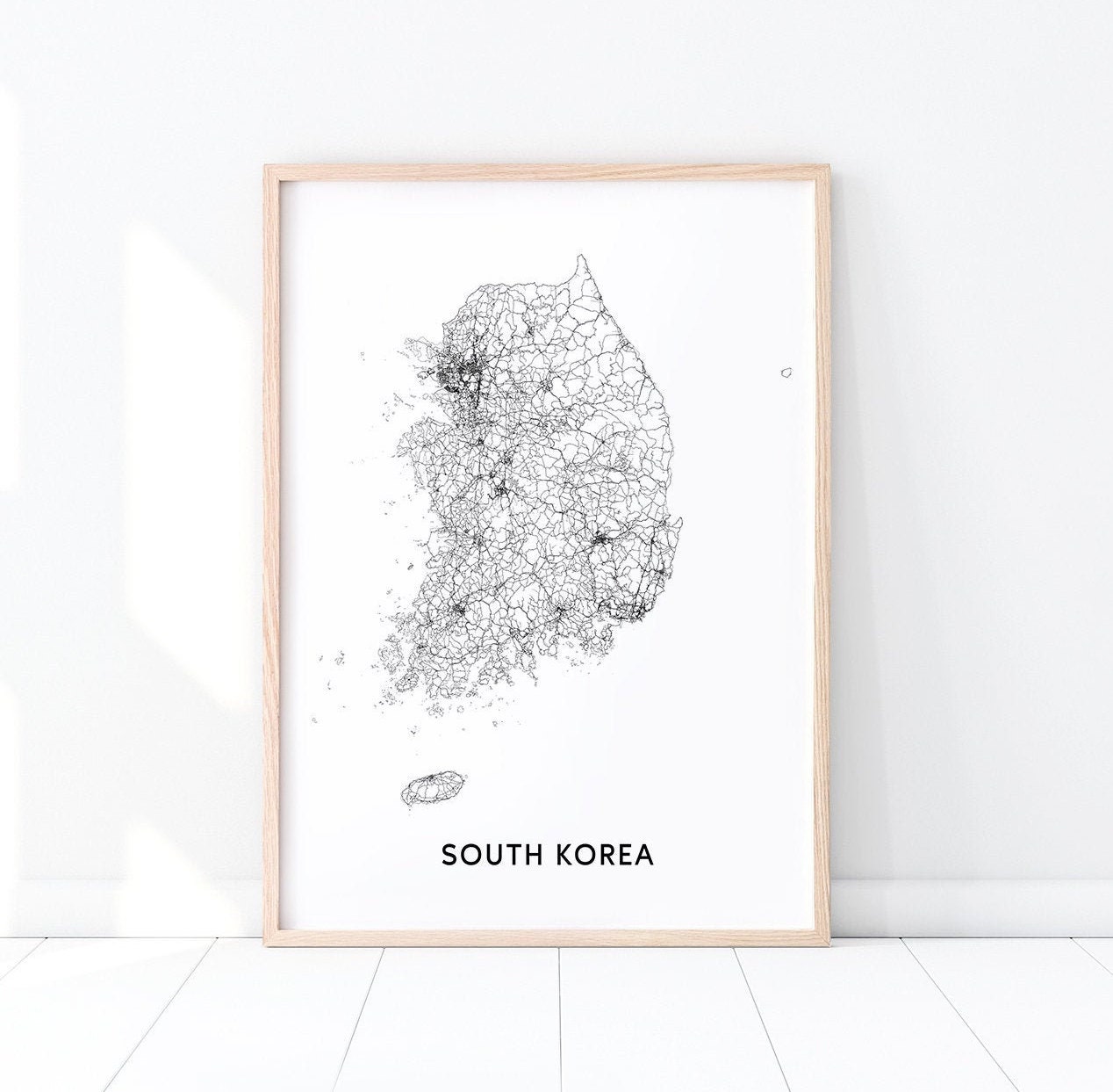 South Korea Map Print, South Korea Map Wall Art, Country Map Poster ...