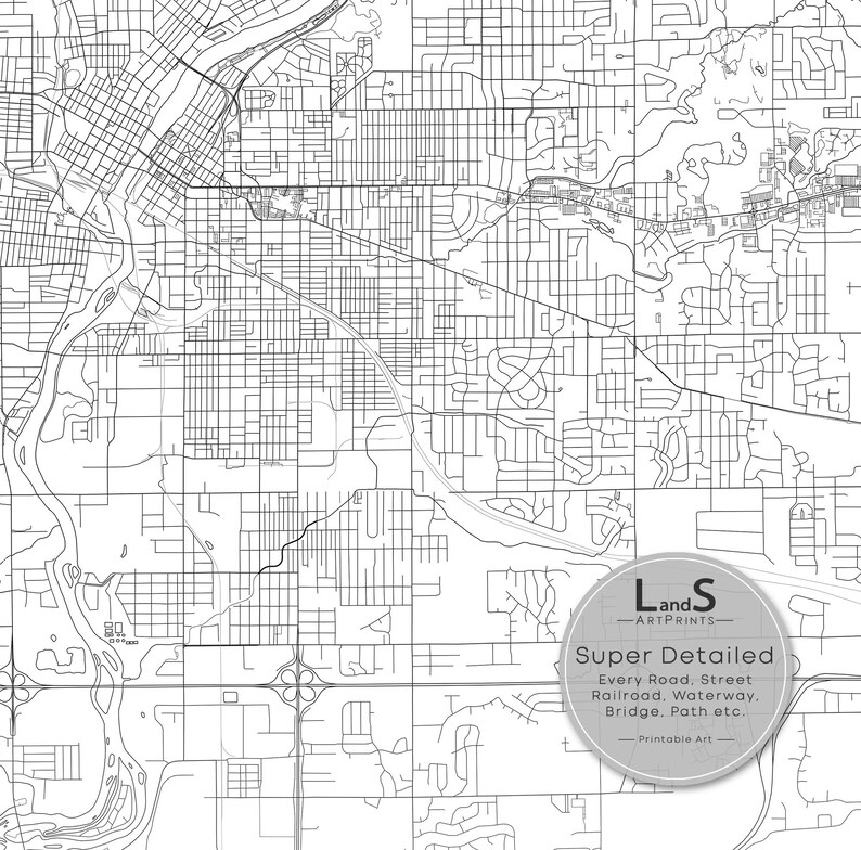 Rockford Urban Map Print, Rockford Illinois USA Map Art Poster, City ...