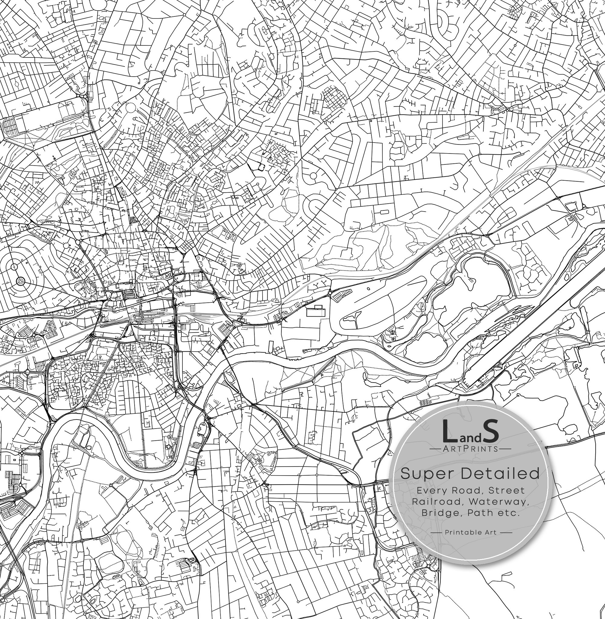 Nottingham Map Print Nottingham England United Kingdom Map | Etsy