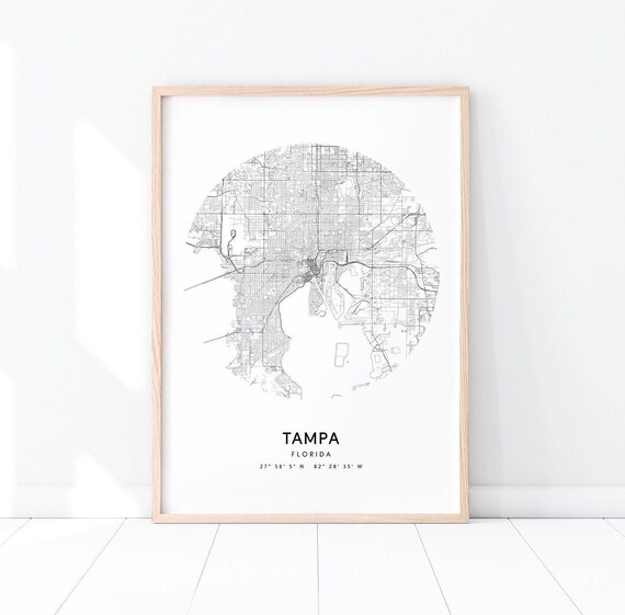 Tampa Map Print Tampa Florida USA Map Art Poster City Street | Etsy