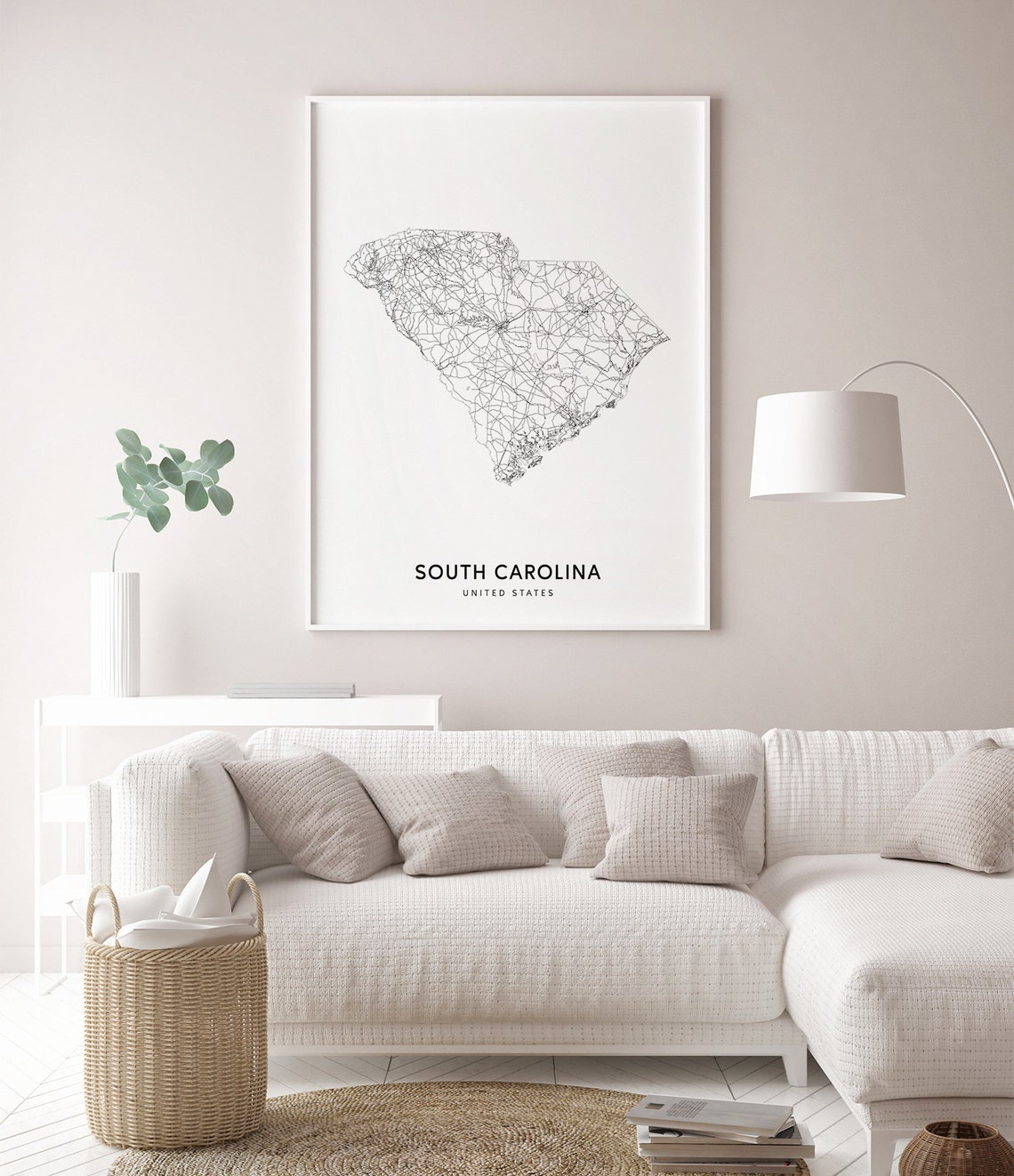 South Carolina Map Print State Road Map Art South Carolina | Etsy
