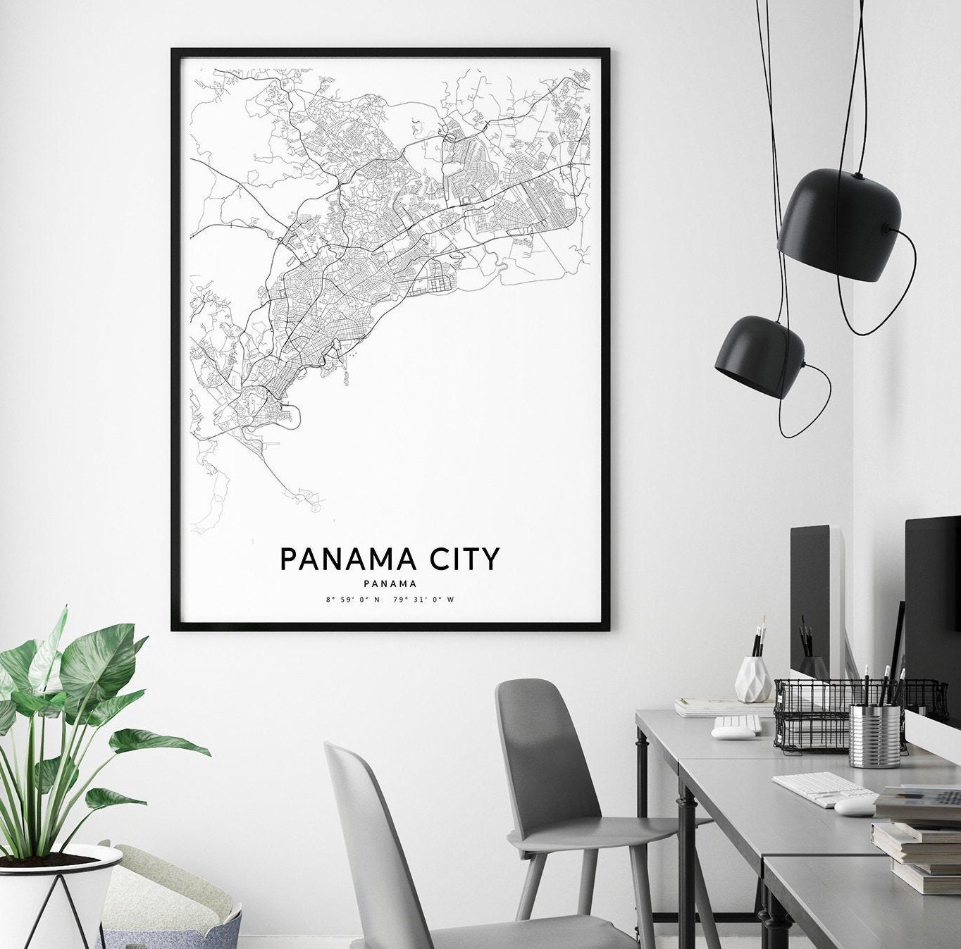 Panama City Map Print Panama City Map Art Poster City Street | Etsy