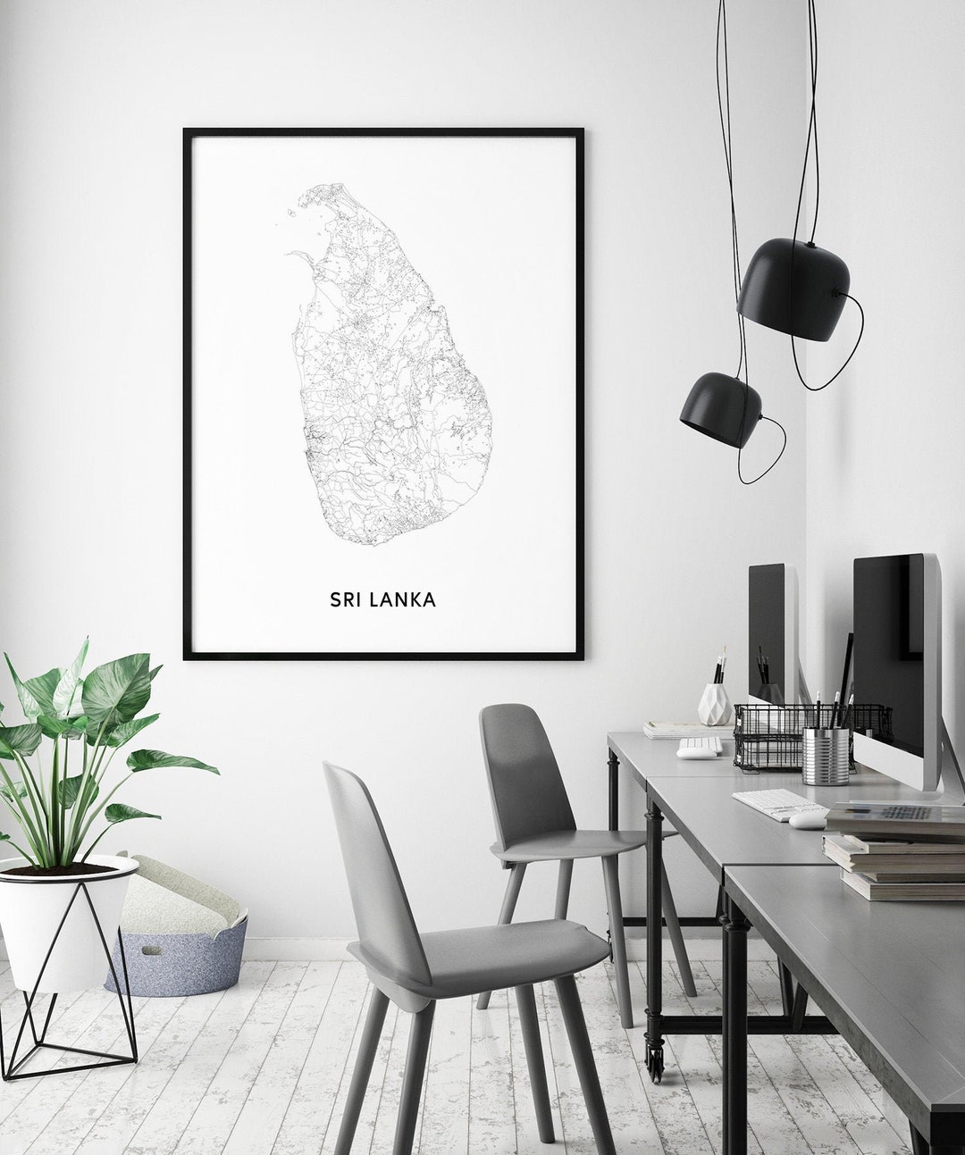 Sri Lanka Map Print, Sri Lanka Map Art, Sri Lanka Road Map Poster ...