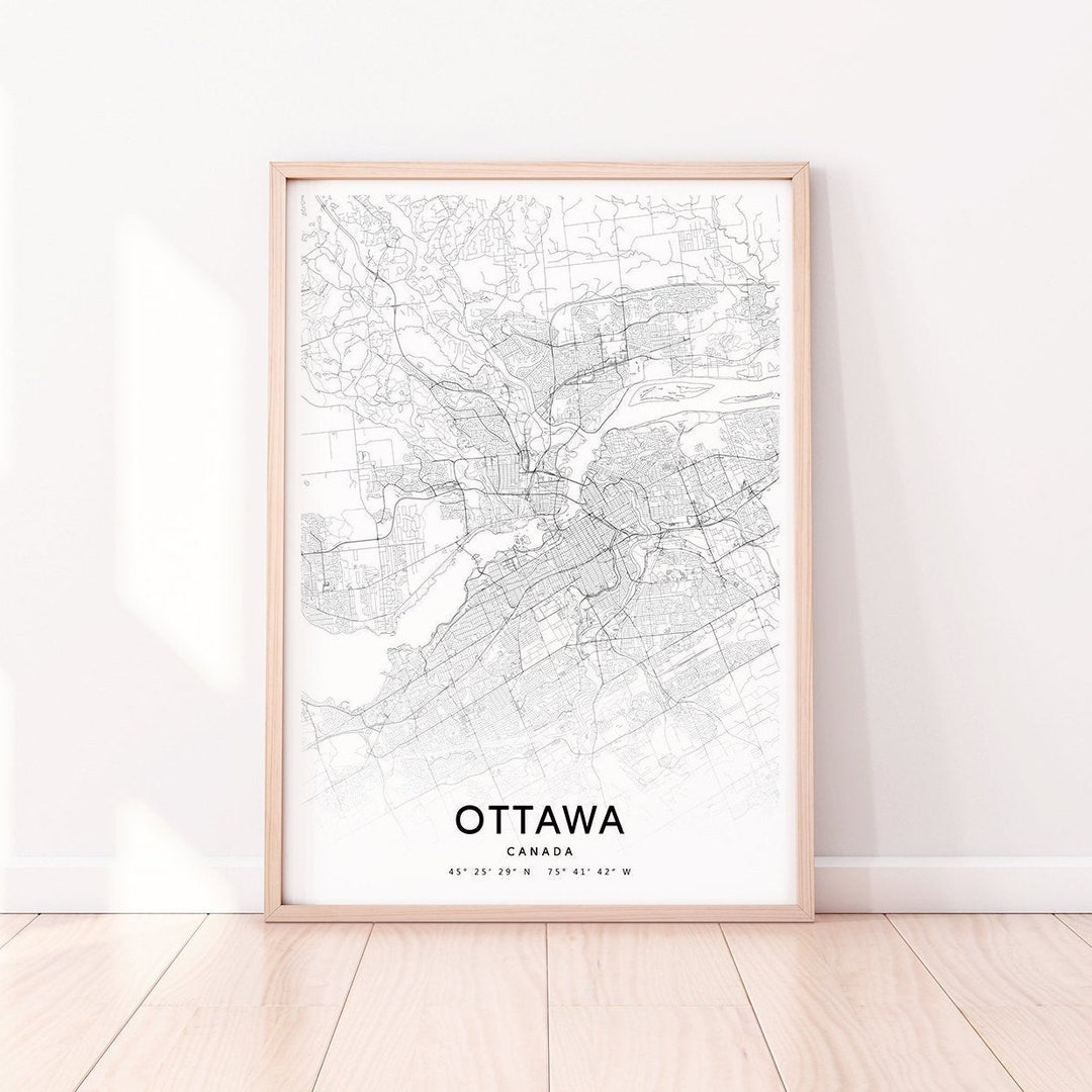 Ottawa Map Print, Ottawa Canada Map Art Poster, City Street Road Map ...