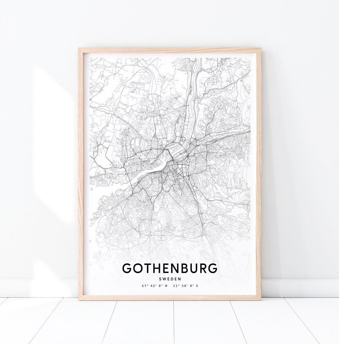 Gothenburg Map Print, Gothenburg Sweden Map Art Poster, City Street ...