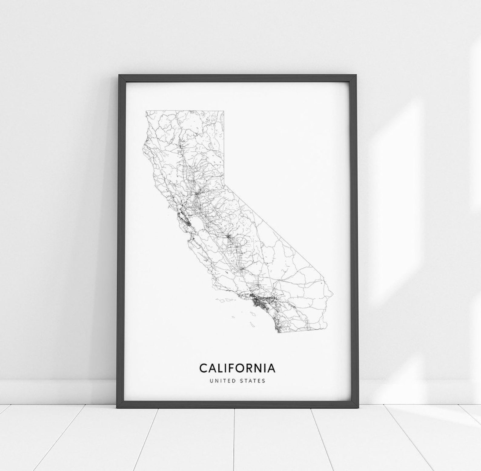 California Map Print State Road Map Print California CA USA - Etsy