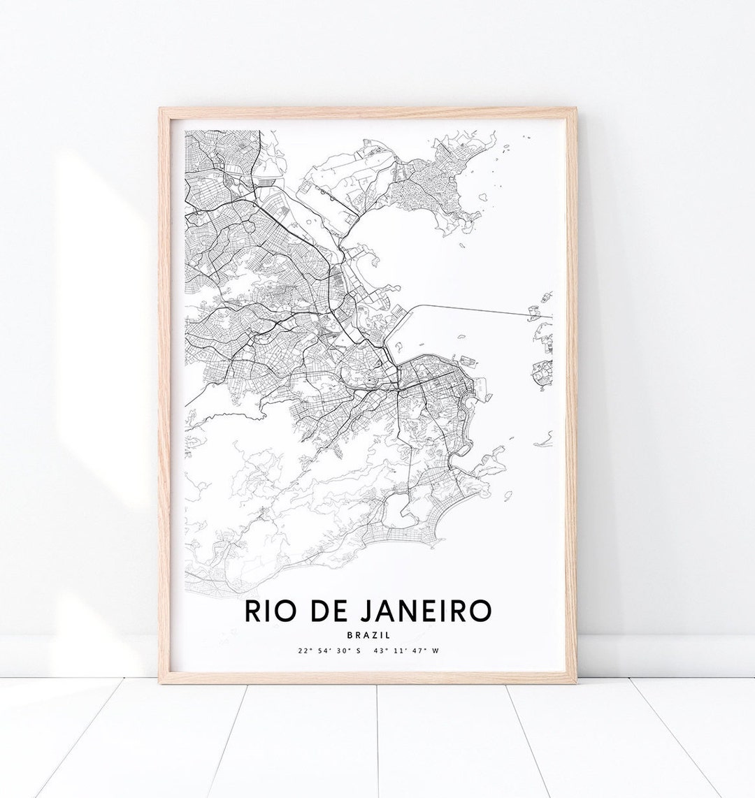 Rio De Janeiro Map Print, Rio De Janeiro Brazil Map Poster, City Street ...