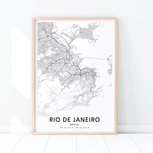 Rio De Janeiro Street Map Blue Canvas Wall Art Print - Etsy
