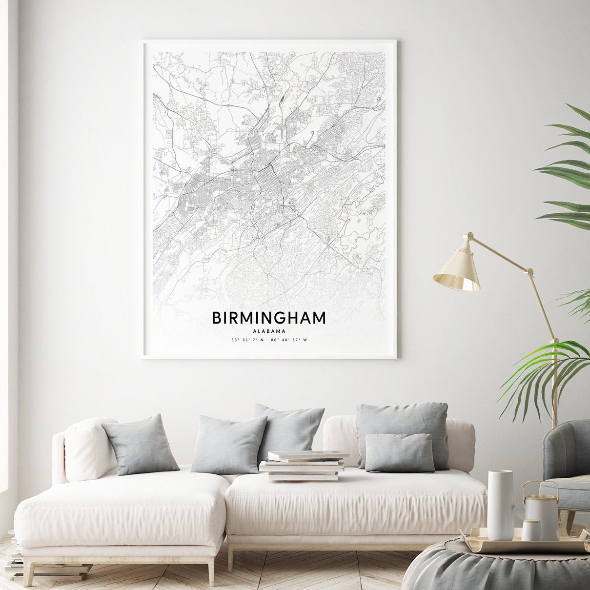 Birmingham Map Art Print, Birmingham Alabama Map Art Poster, City ...