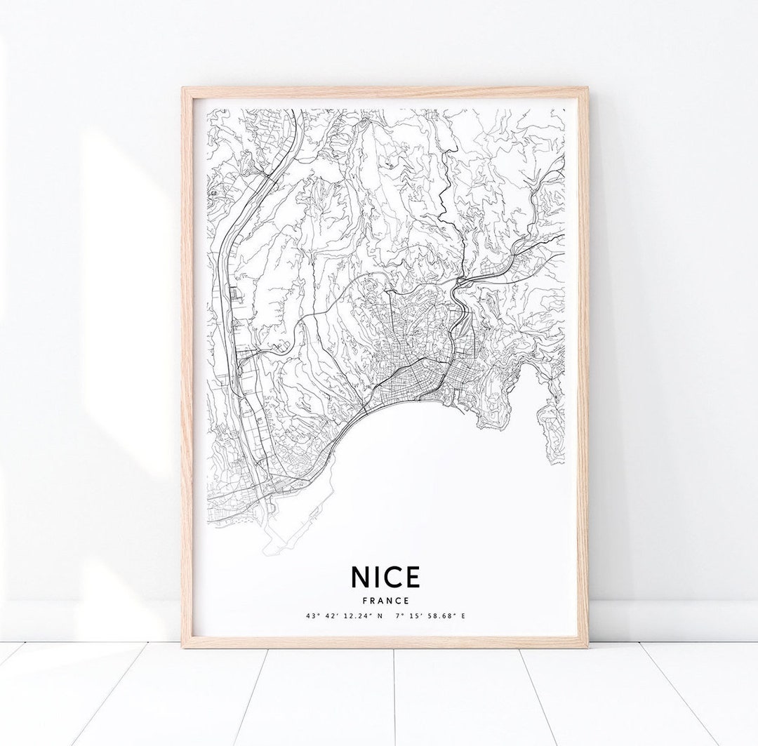 Nice Map Print, Nice Urban Map, Nice France Map Art Poster, City Street ...