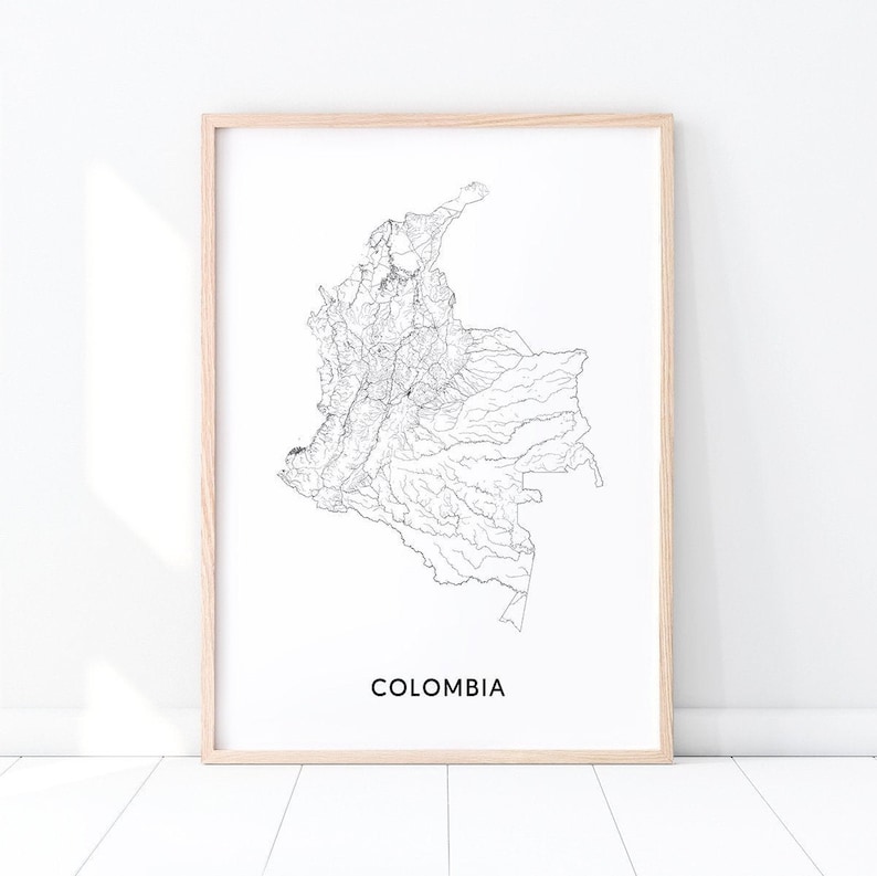 Colombia Map Art Print Colombia Map Art Poster Countries Map - Etsy