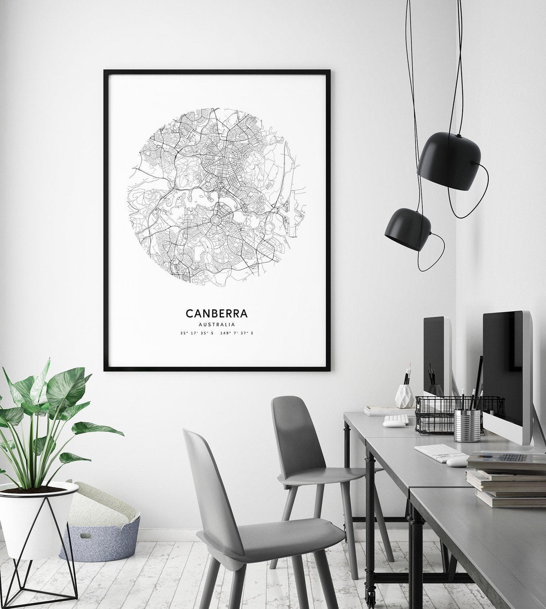 Canberra Map Print, Canberra Australia Map Art Poster, City Street Road ...