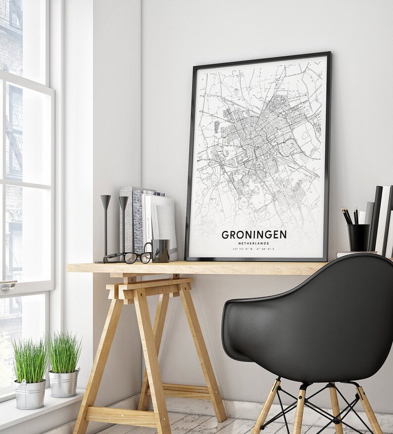 Groningen Map Print Netherlands Map Art Poster City Street - Etsy