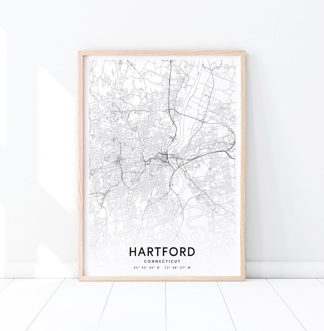 Hartford Urban Map Print, Hartford Connecticut Map Art Poster, City ...