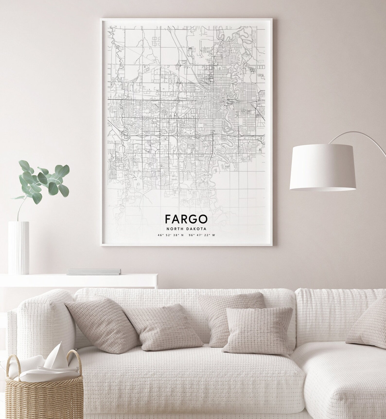 Fargo Map Print, Fargo North Dakota Map Art Poster, City Street Road ...