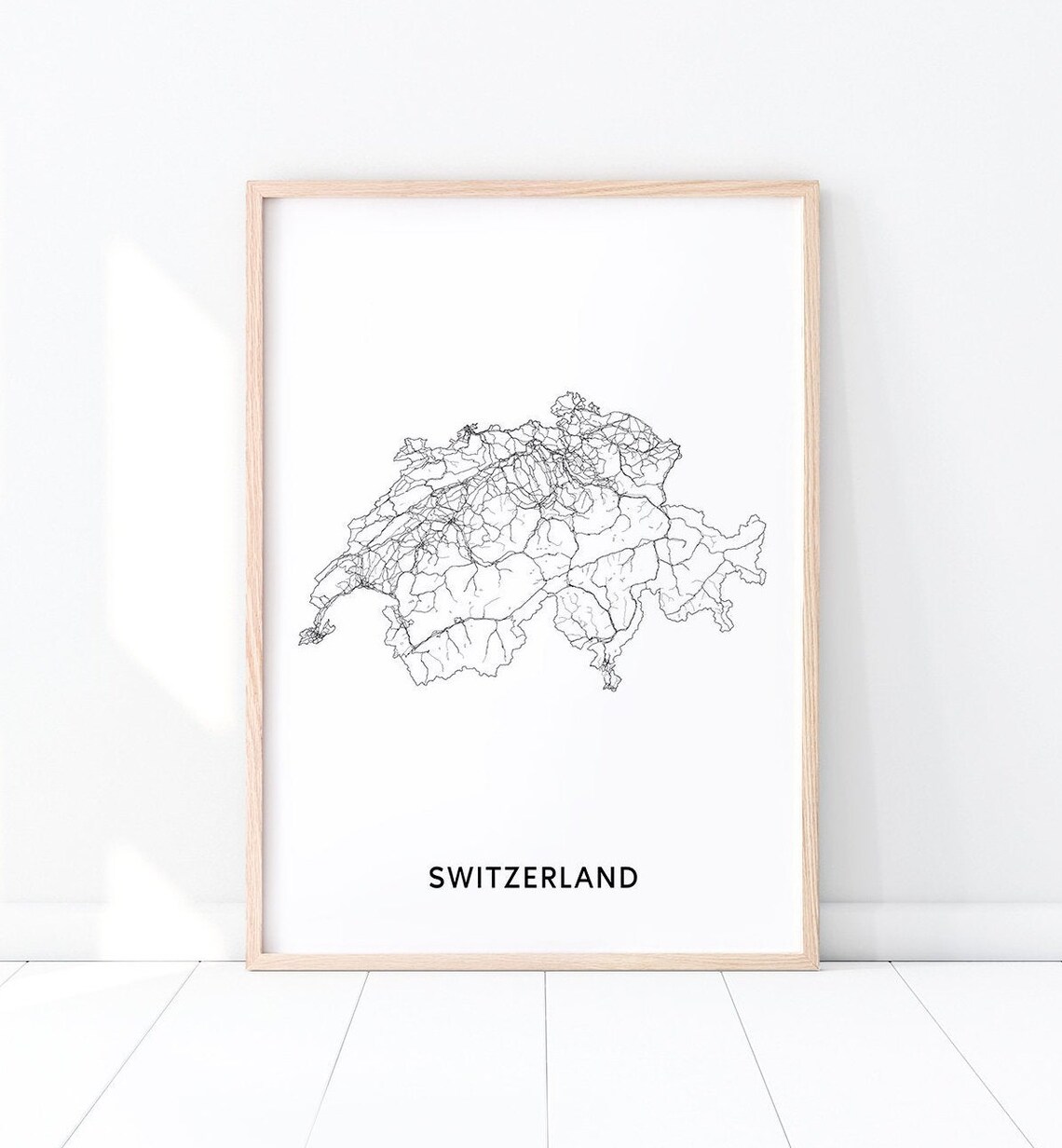 Switzerland Map Print Switzerland Wall Art Switzerland Map | Etsy