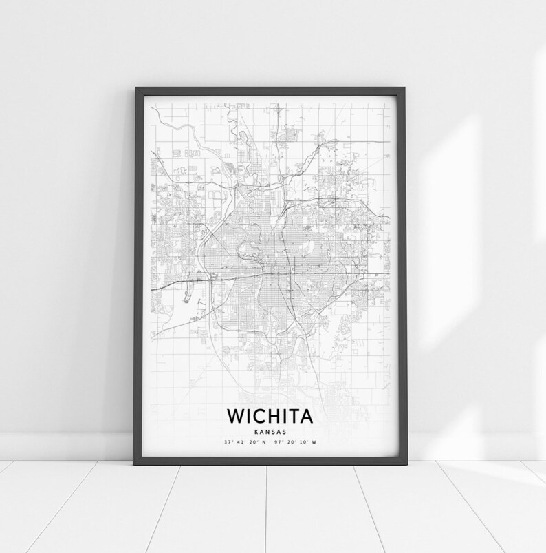 Wichita Map Print Wichita Kansas USA Map Art Poster City - Etsy