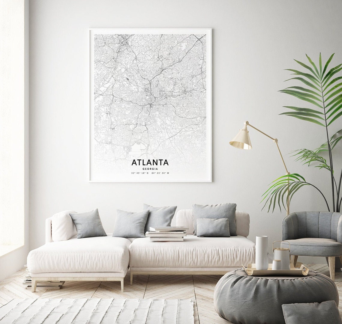 Atlanta Map Print Georgia GA USA Map Art Poster City Street | Etsy