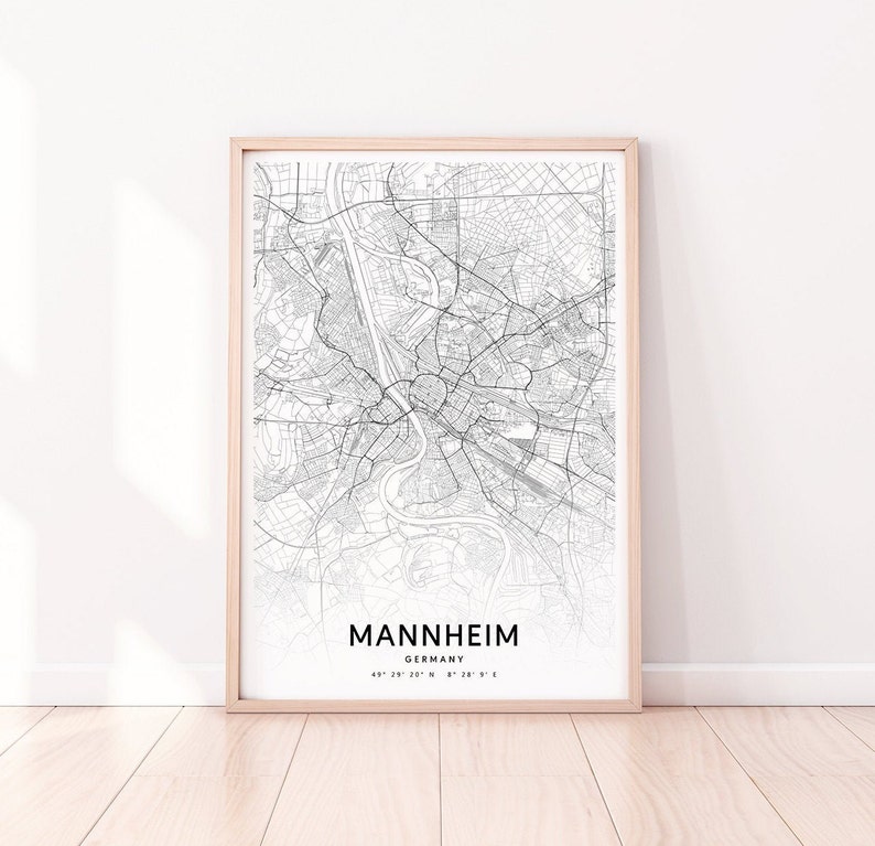 Mannheim Map Print Mannheim Germany Map Art Poster City - Etsy