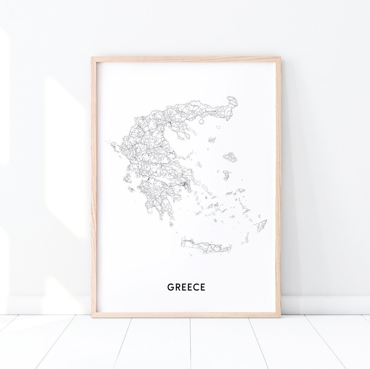 Greece Map Print Greece Map Art Poster Country Map Black | Etsy