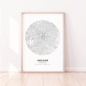 Adelaide Map Print, Adelaide Australia Map Art Poster, City Street Road ...