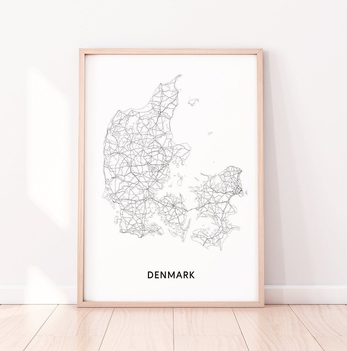 Denmark Map Print Denmark Map Wall Art Denmark Map Poster | Etsy