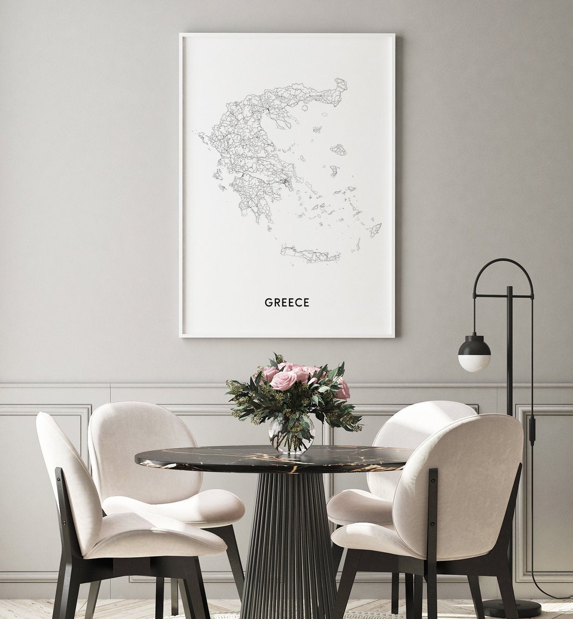 Greece Map Print, Greece Map Art Poster, Country Map, Black and White ...