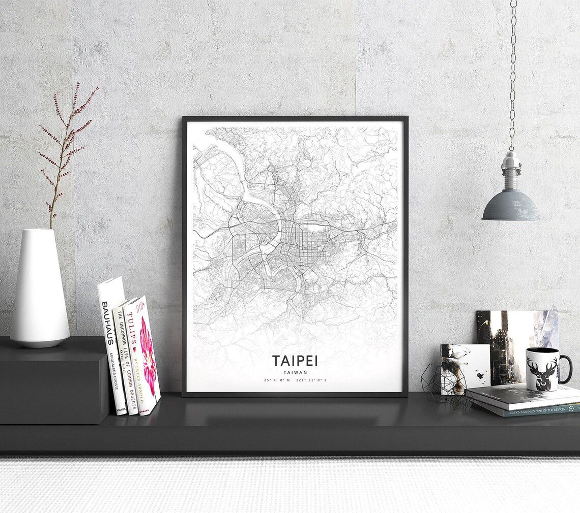 Taipei Map Print Taipei Map Art Poster Taipei Taiwan Map - Etsy