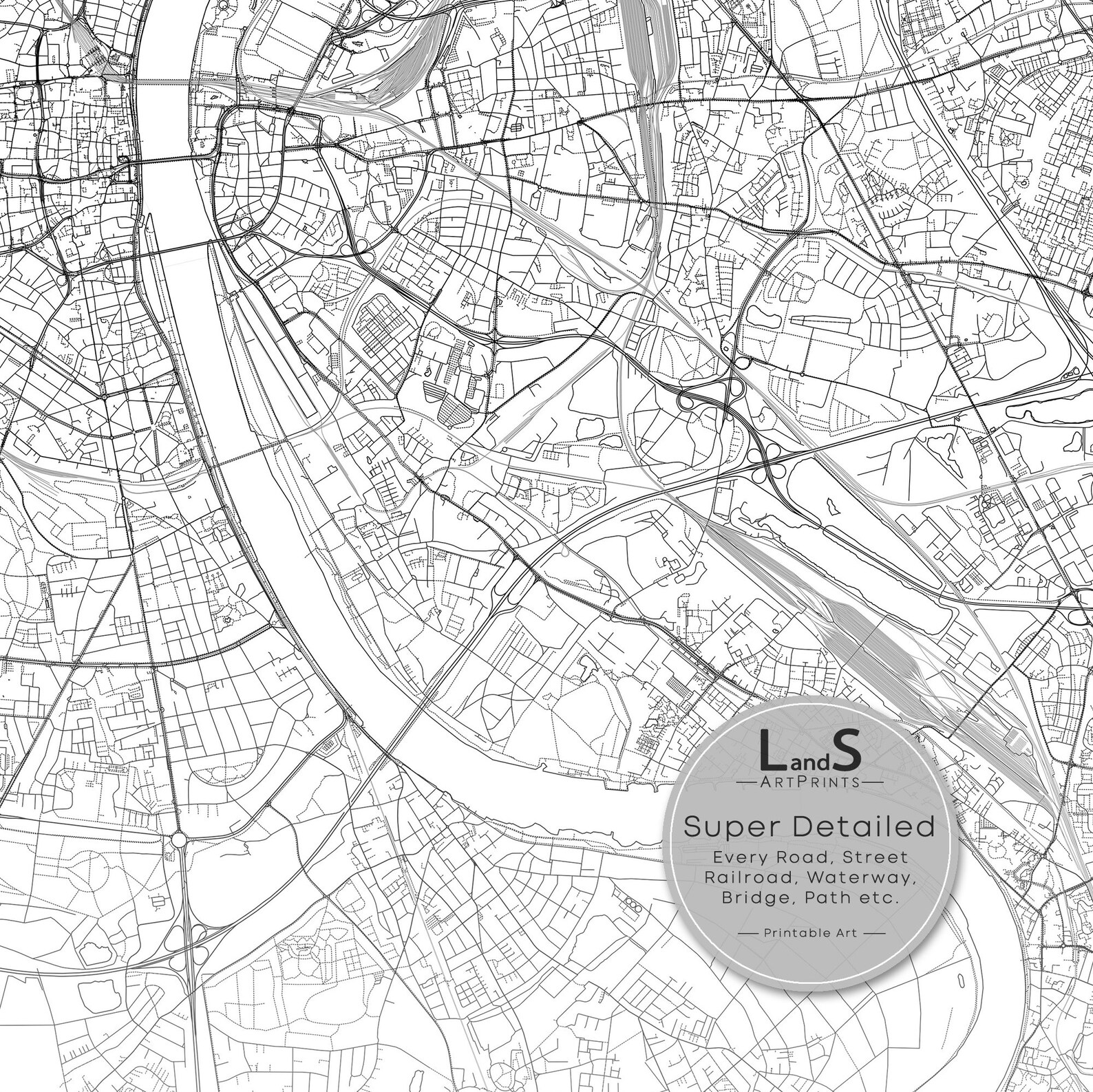 Cologne Map Print, Cologne Germany Map Art Poster, City Street Map ...