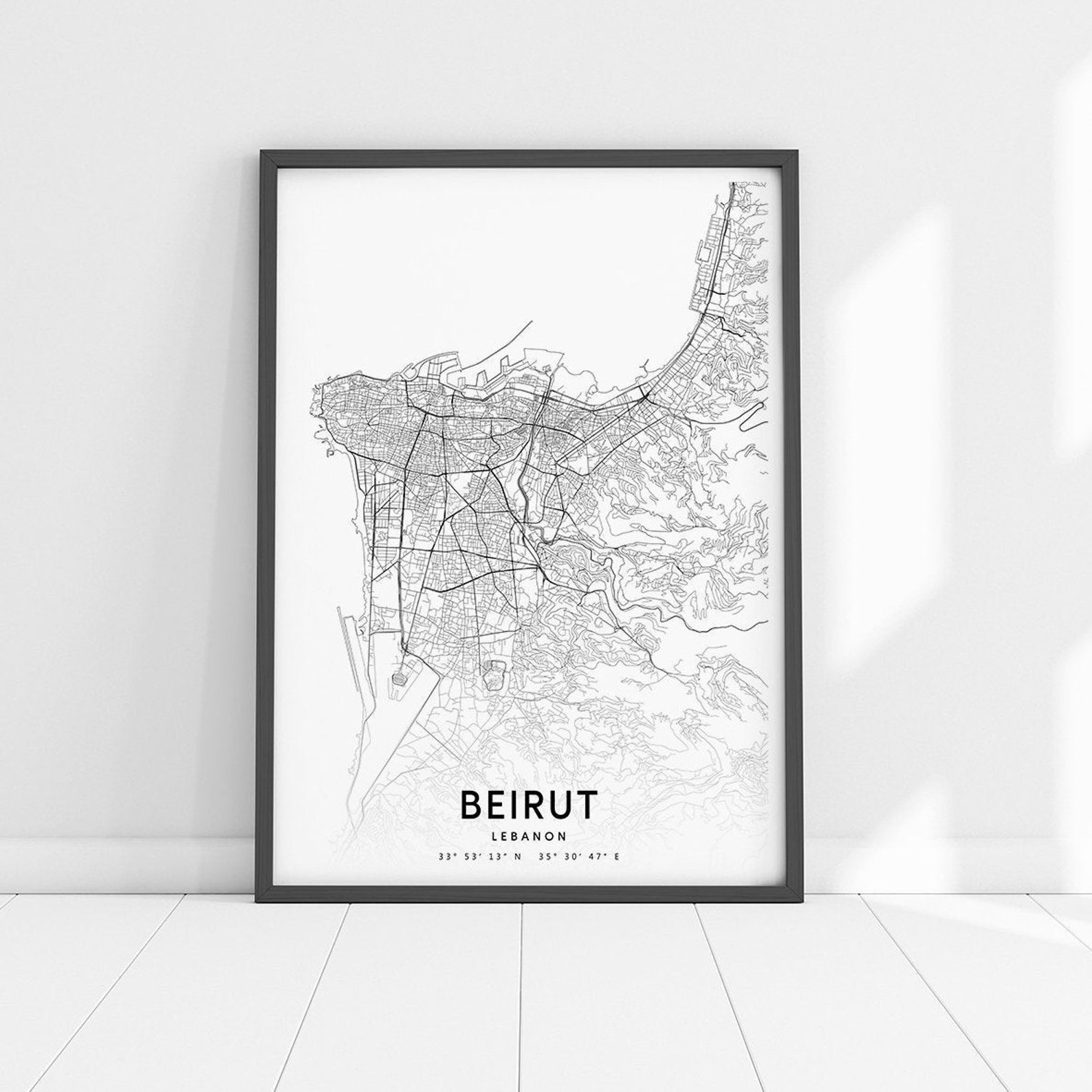 Beirut Map Print Beirut Lebanon Map Art Poster City Street - Etsy