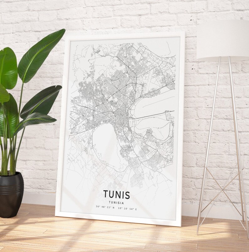 Tunis Map Print Tunis Map Art Poster Tunis Tunisia Map City | Etsy