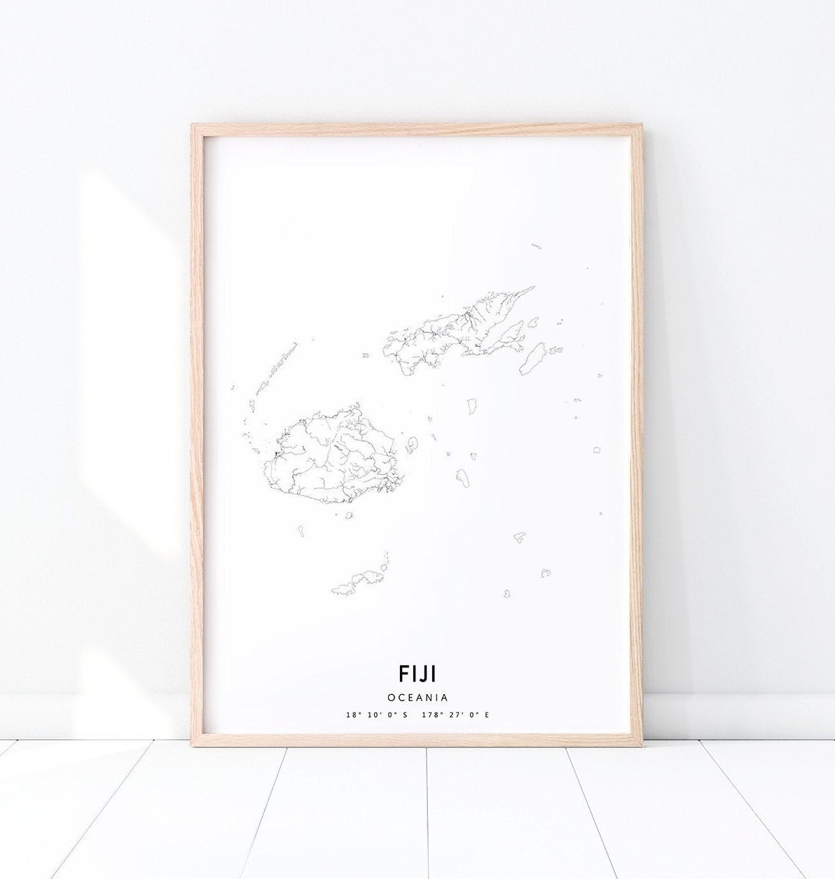 Fiji Map Art Print Fiji Map Art Poster Fiji Oceania Black & - Etsy ...
