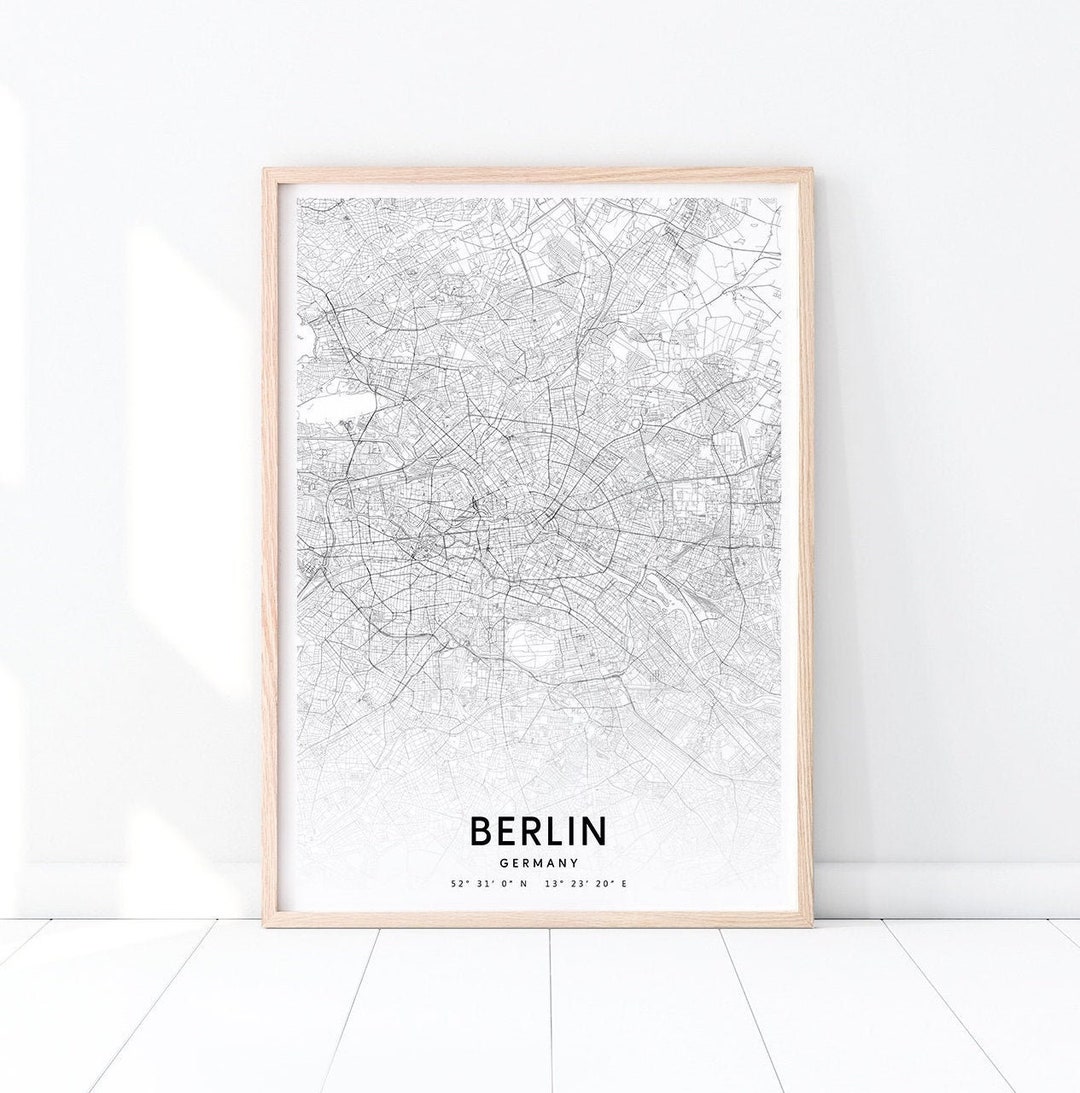 Berlin Map Print, Berlin Germany Map Art Poster, City Street Road Map ...