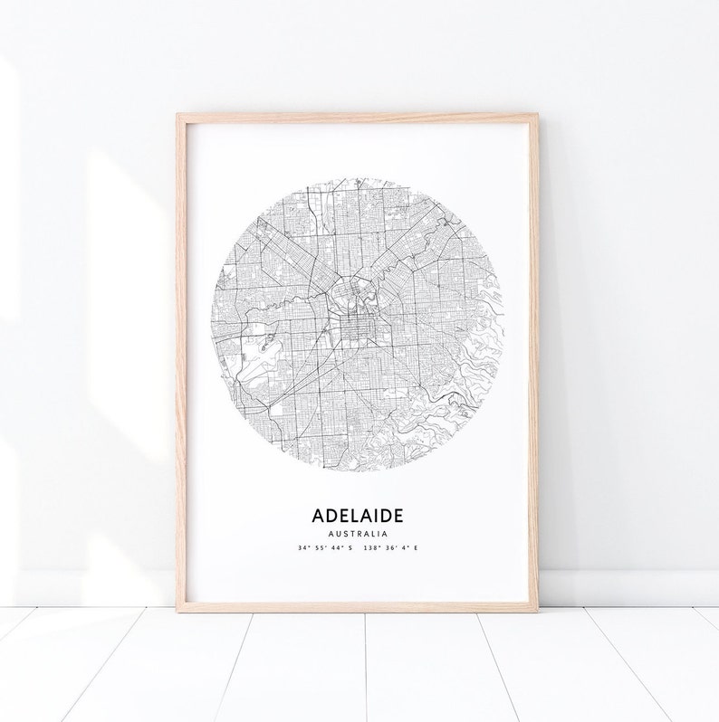 Adelaide Map Print Adelaide Australia Map Art Poster City | Etsy