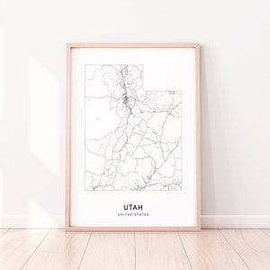 Utah Map Print, State Road Map Print, Utah UT USA United States Map Art ...