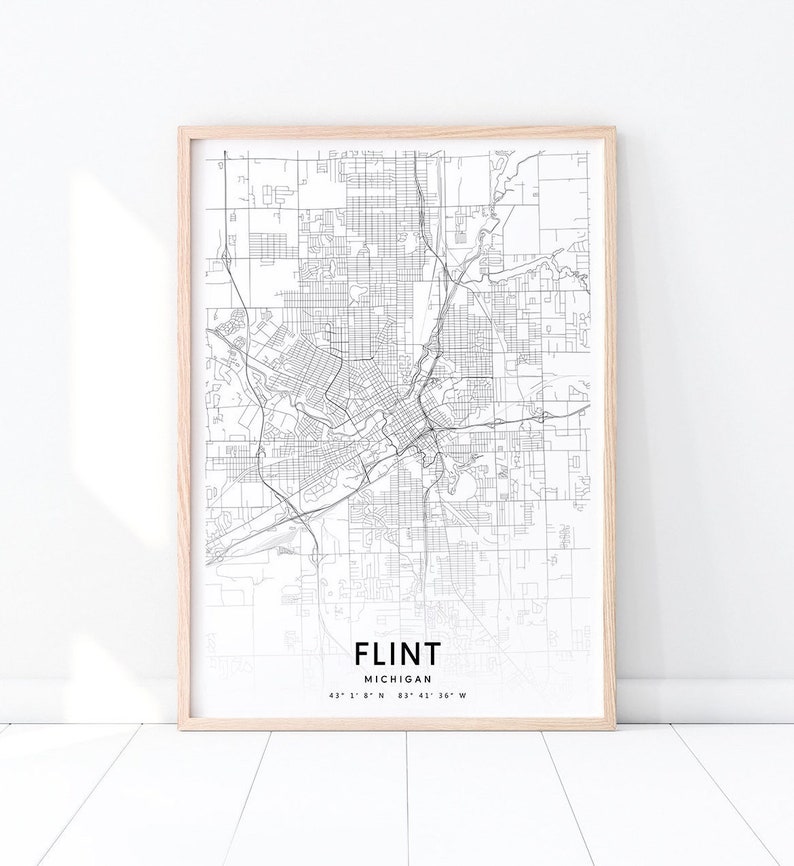 Flint Map Print Flint Michigan Map Art Poster City Street - Etsy