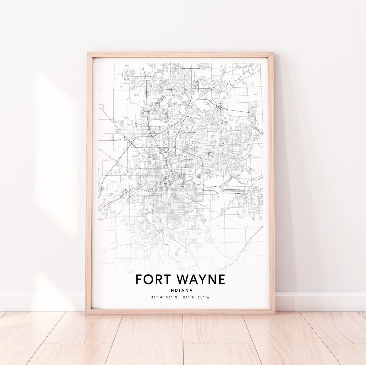 Fort Wayne Map Print, Fort Wayne Indiana USA Map Art Poster, City ...