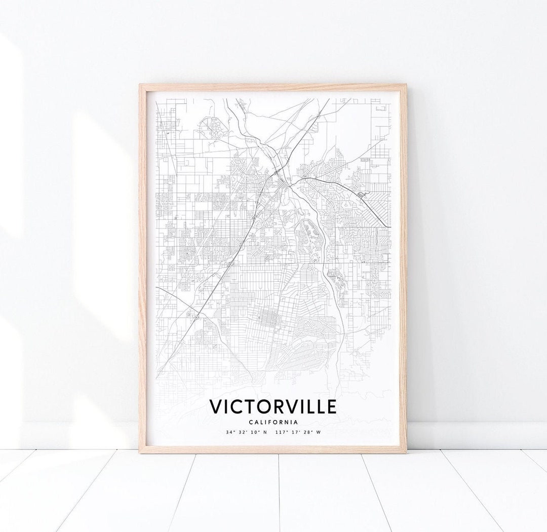 Victorville Map Print, Victorville California USA Map Art Poster, City ...