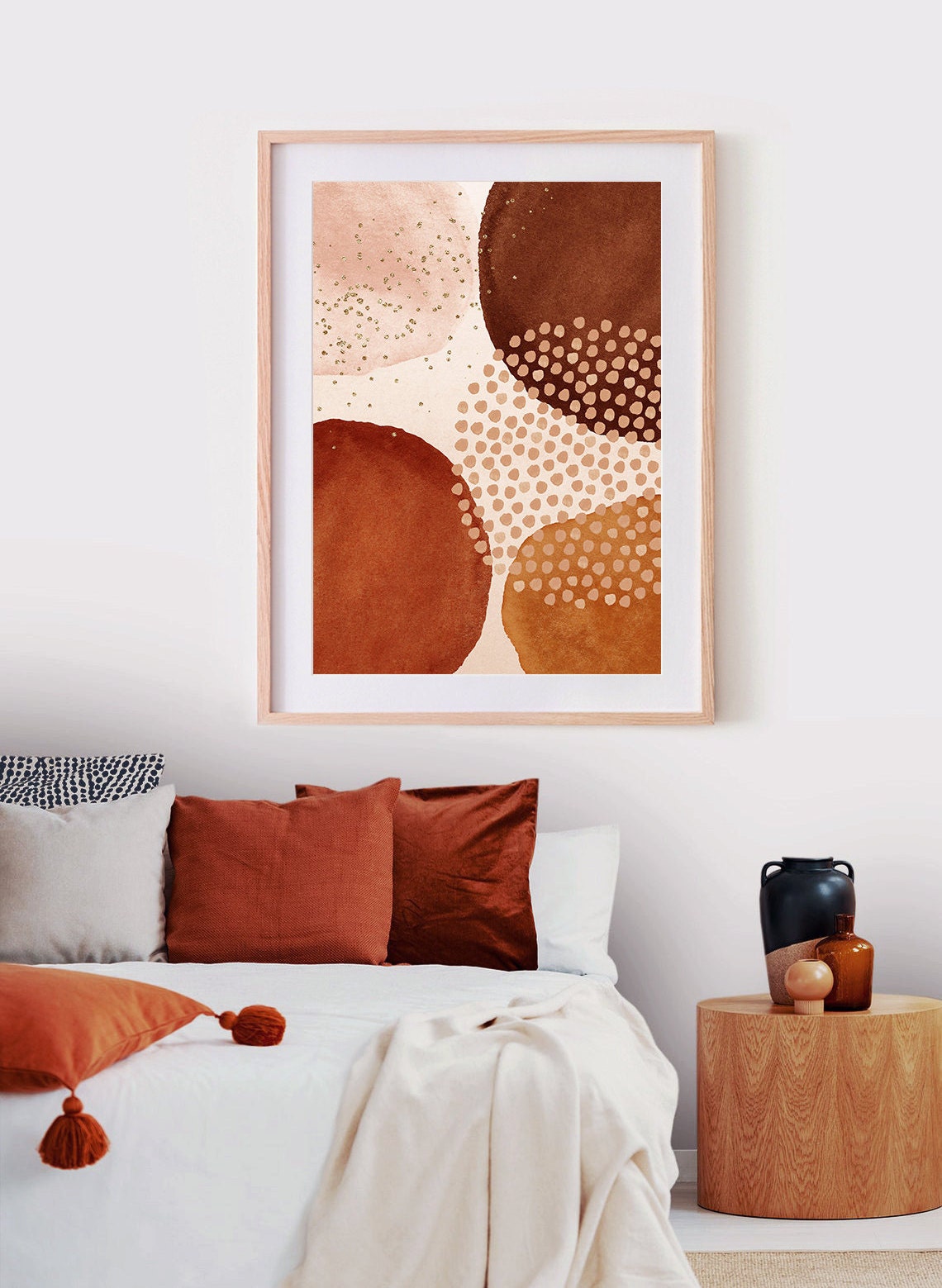 Terracotta Wall Art, Abstract Art Print, Watercolor Terracotta & Blush ...