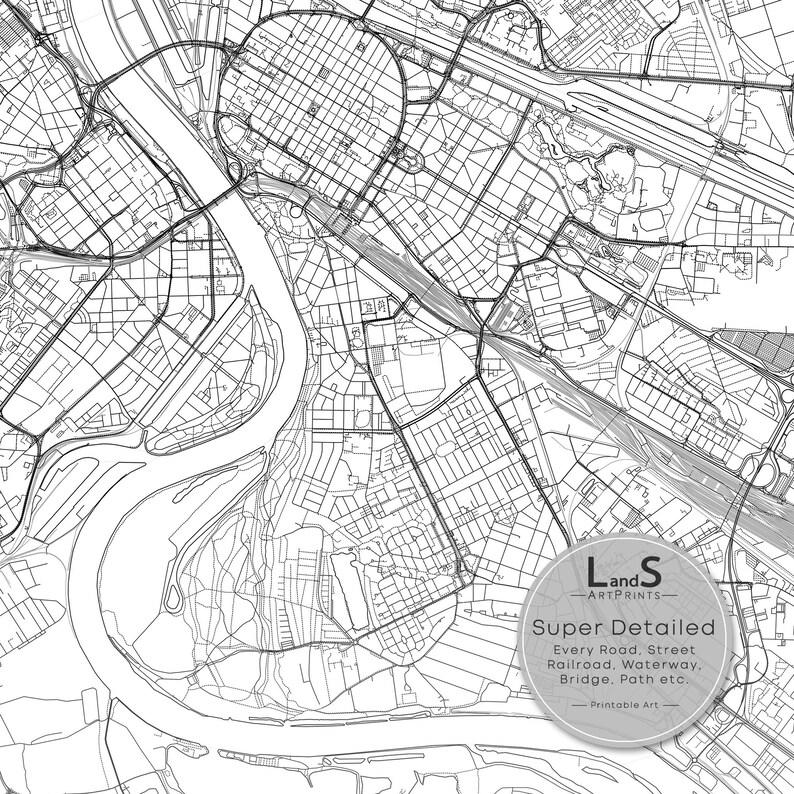 Mannheim Map Print, Mannheim Allemagne Carte Art Poster, City Street ...