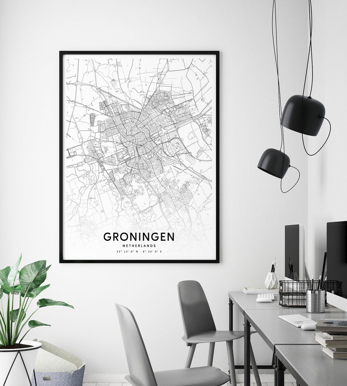 Groningen Map Print Netherlands Map Art Poster City Street - Etsy