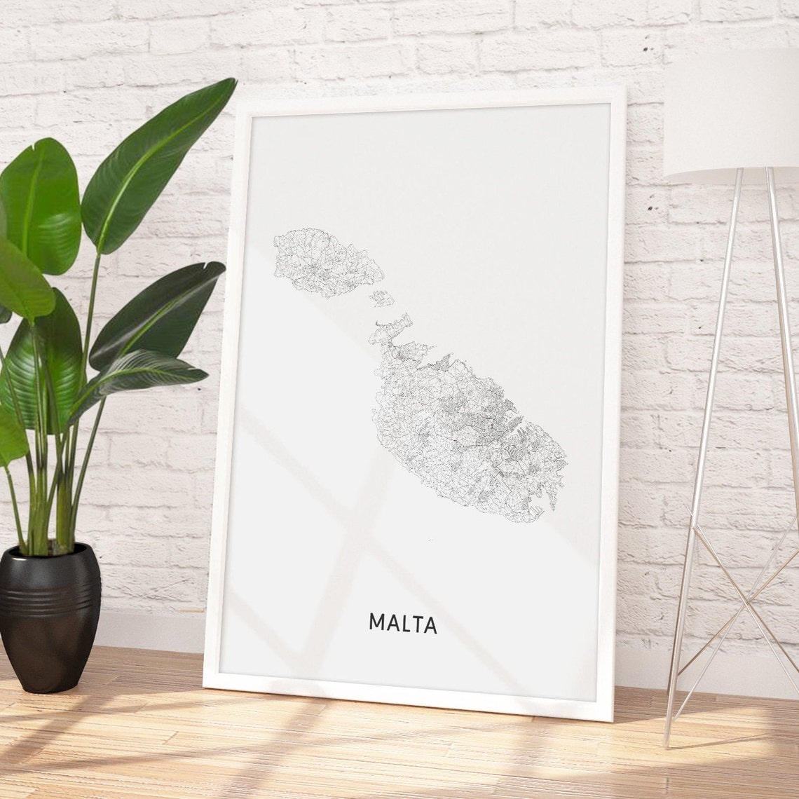 Malta Map Print Malta Black & White Map Europe Country Road | Etsy