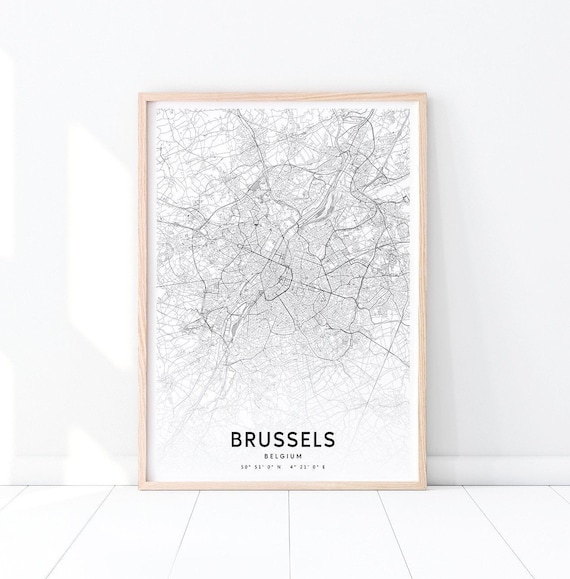 Brussels Map Print Brussels Belgium Map Art Poster City - Etsy