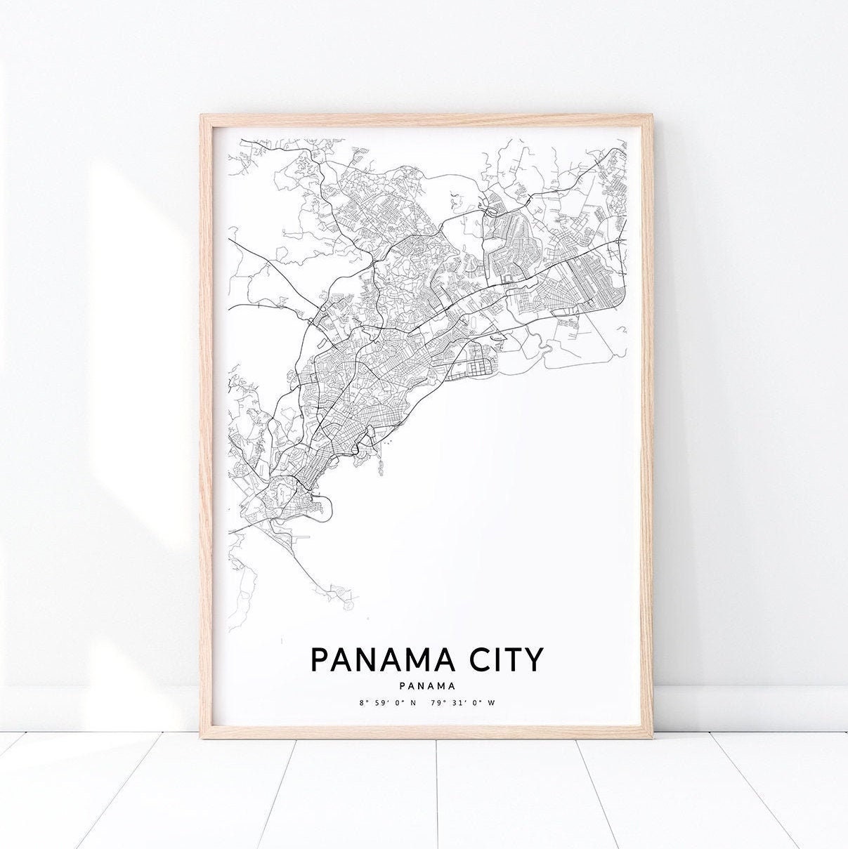 Panama City Map Print Panama City Map Art Poster City Street | Etsy
