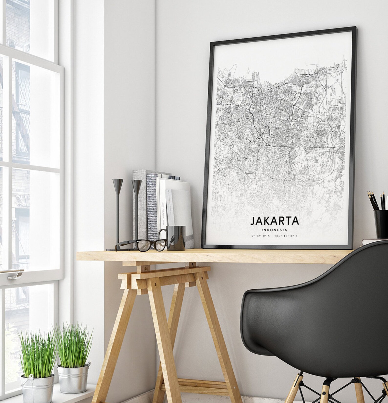 Jakarta Map Print Jakarta Indonesia Map Art Poster City | Etsy