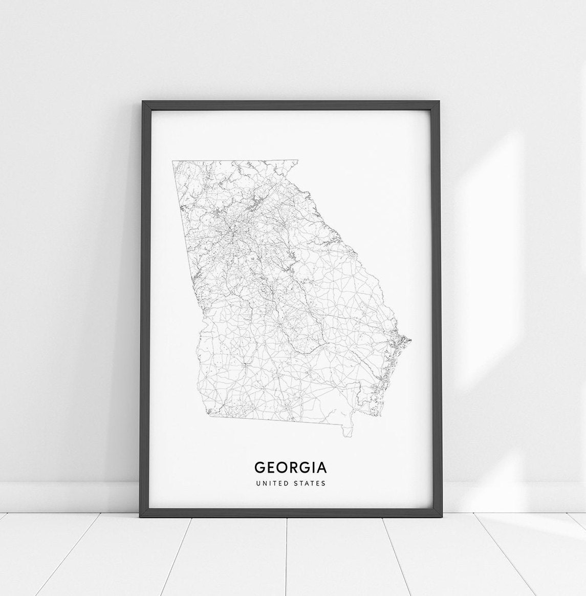 Georgia Map Print State Road Map Print Georgia GA USA United | Etsy